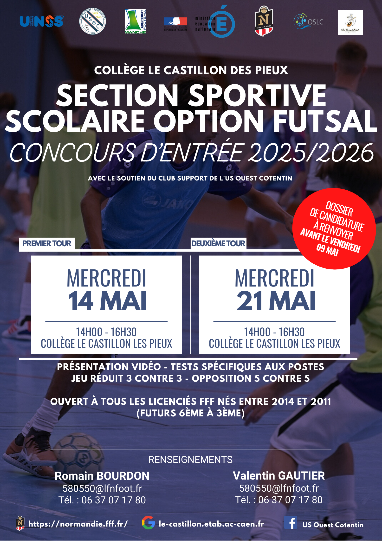 [Section Sportive - Option Futsal] Les candidatures sont ouvertes pour ...
